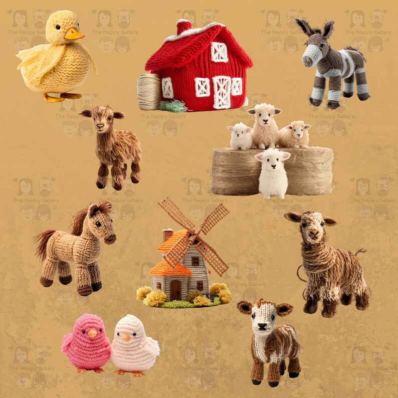 40 Yarn Farm Animals Clipart Pack INSTANT DOWNLOAD Yarn Animal - Etsy