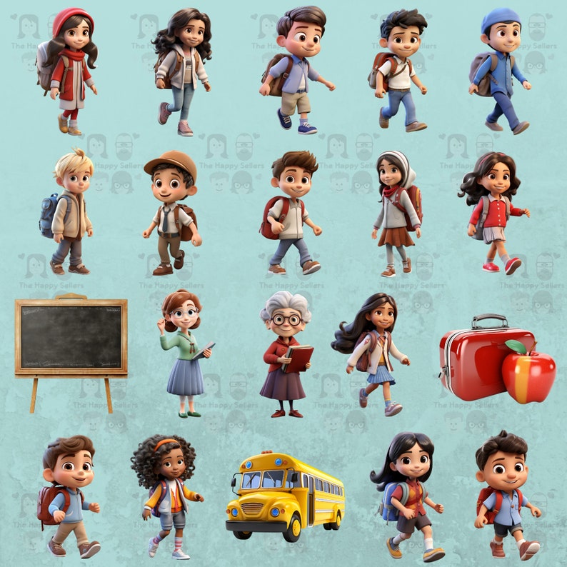 80 School Kids Clipart Pack INSTANT DOWNLOAD 80 Adorable School Kids ...