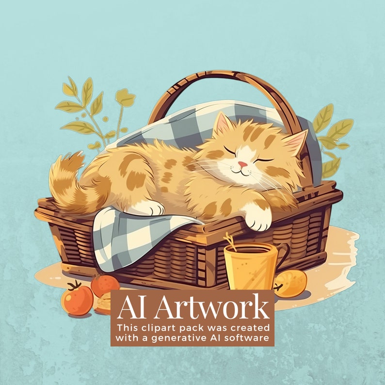 40 Napping Cats Clipart Pack INSTANT DOWNLOAD 40 Cozy Cat Nap ...