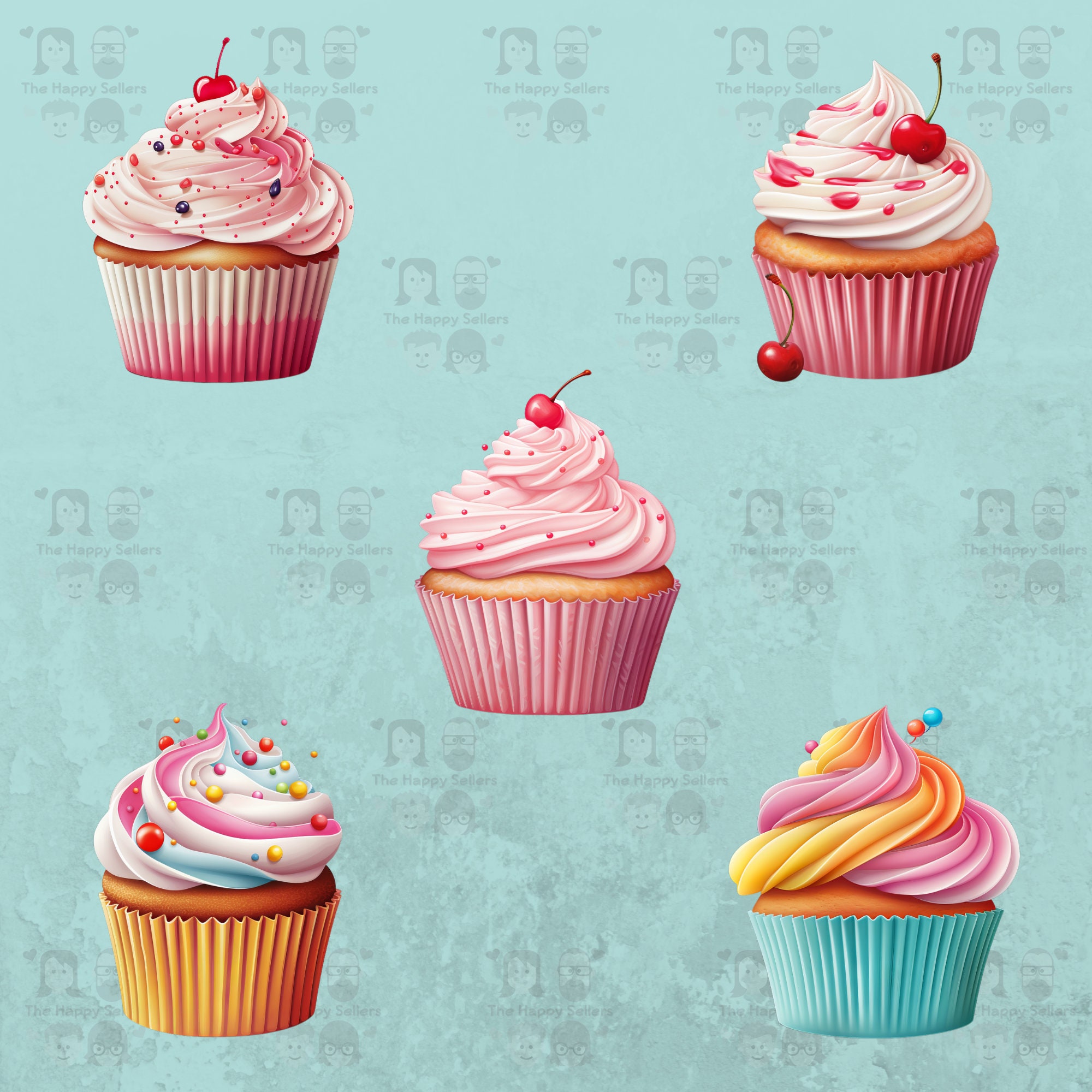 20 Whimsical Cupcakes Clipart Pack INSTANT DOWNLOAD 20 Charming Cupcake ...