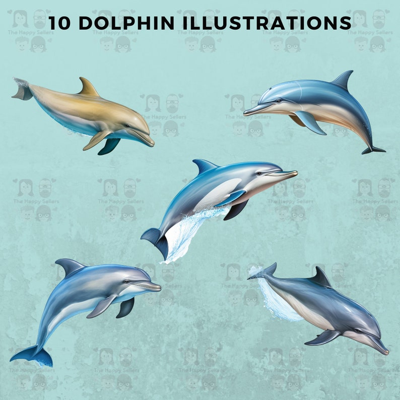 10 Dolphin Clipart Pack INSTANT DOWNLOAD 10 Playful Dolphin ...