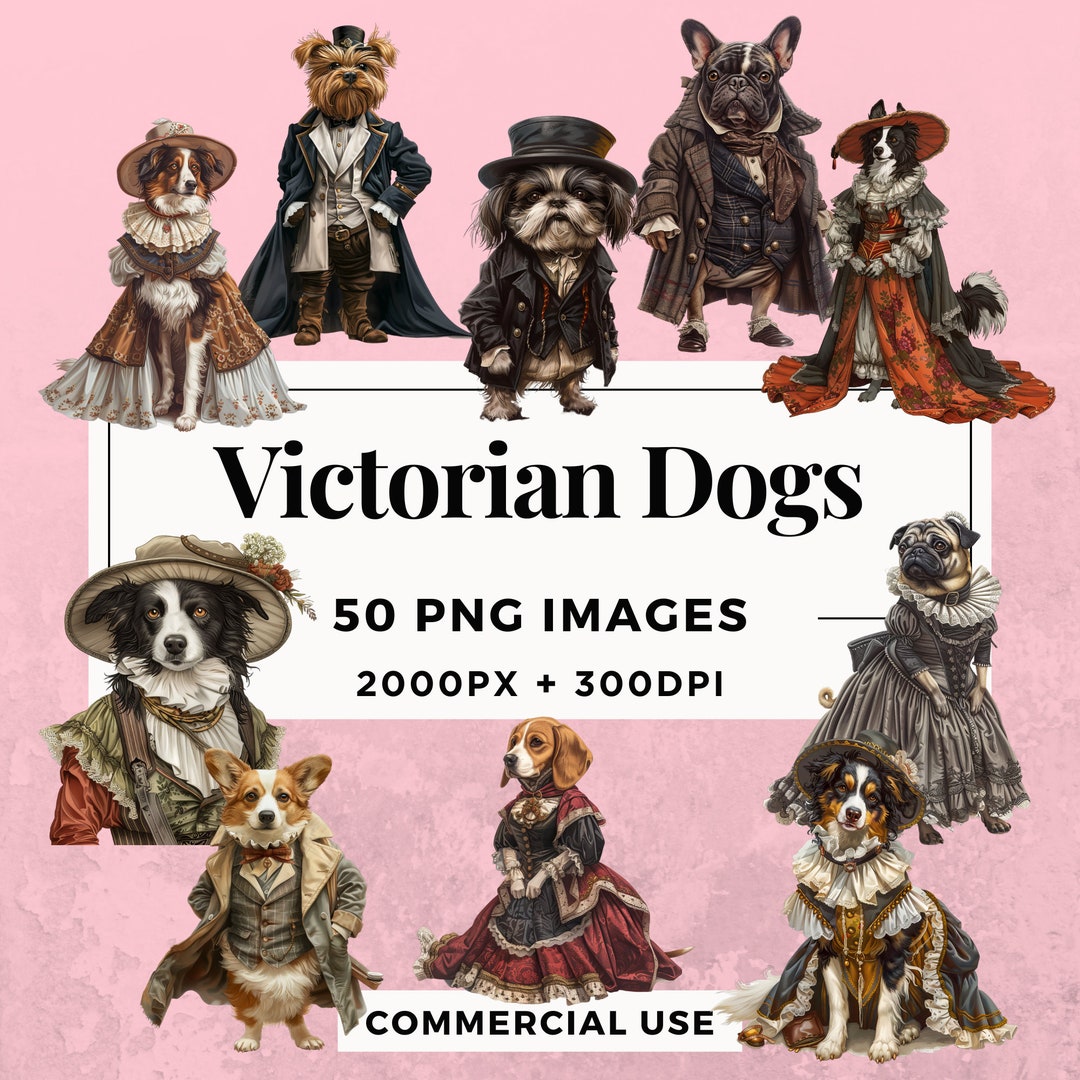 50 Victorian Dogs Clipart Pack INSTANT DOWNLOAD 50 Vintage Dog ...