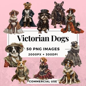 50 Victorian Dogs Clipart Pack INSTANT DOWNLOAD 50 Vintage Dog ...