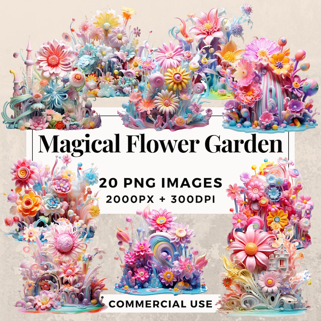 20 Magical Flower Garden Clipart Pack INSTANT DOWNLOAD 20 Enchanting ...
