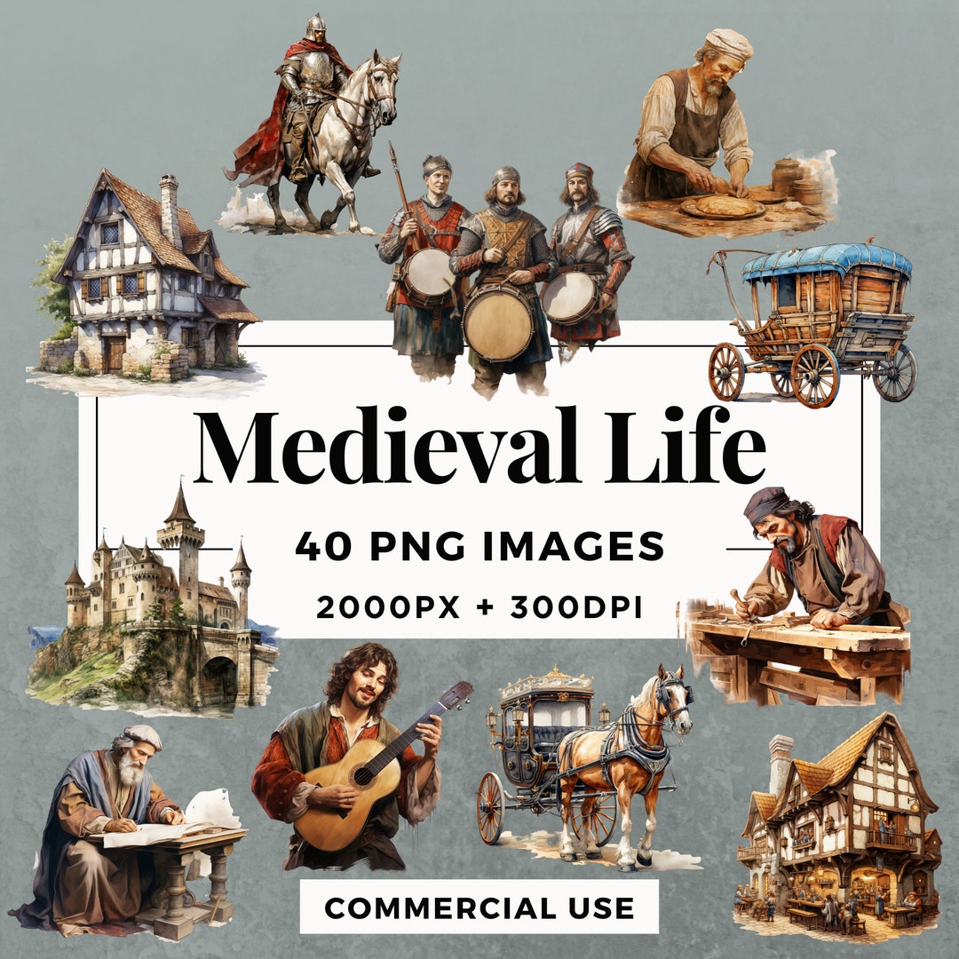40 Medieval Life Clipart Pack INSTANT DOWNLOAD 40 Medieval Life ...
