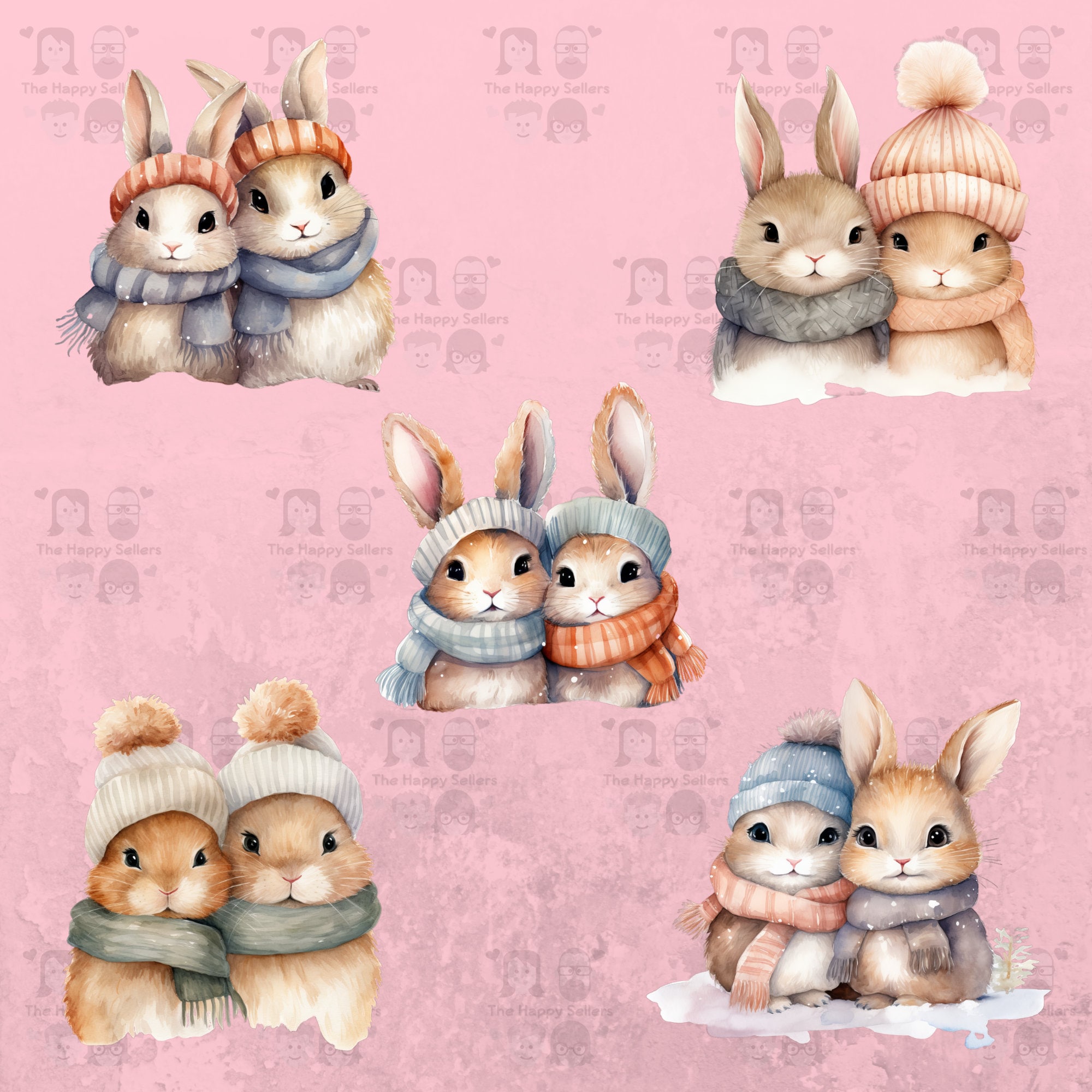 20 Winter Bunnies Clipart Pack INSTANT DOWNLOAD 20 Adorable - Etsy