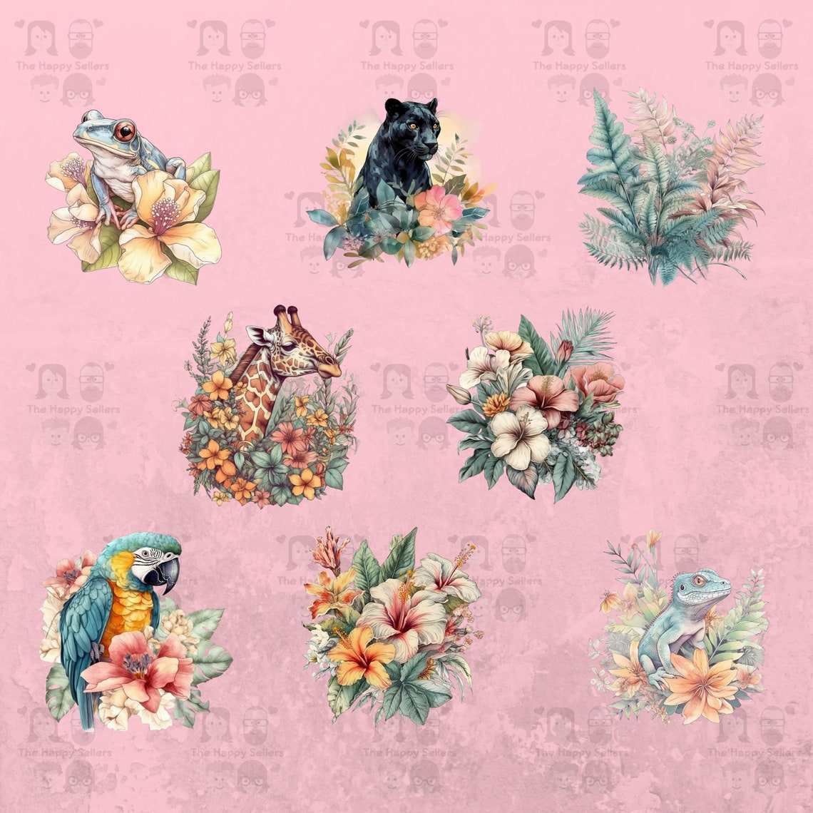 17 Vintage Jungle Animals Clipart Pack INSTANT DOWNLOAD 17 Jungle ...