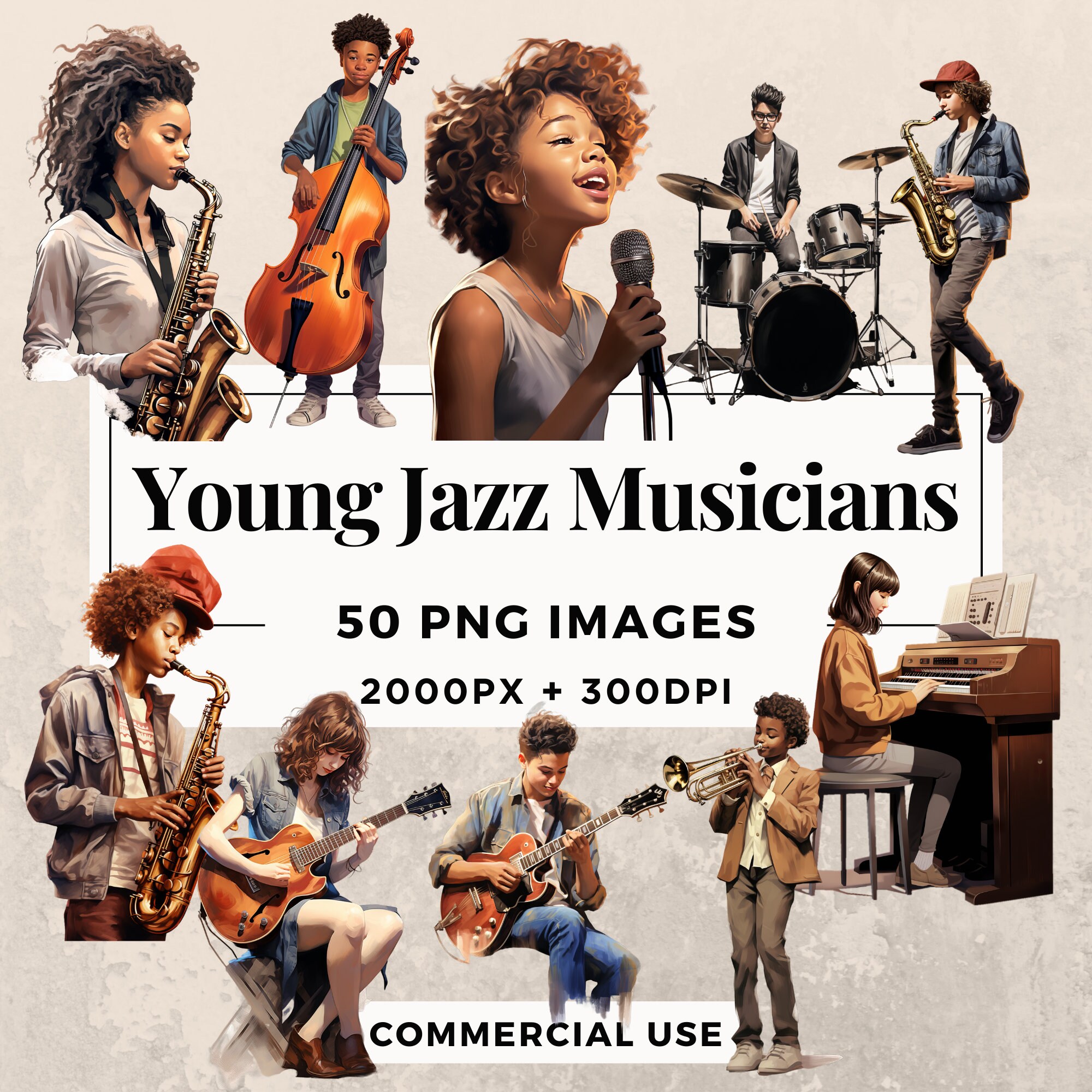 50 Young Jazz Musicians Clipart Pack INSTANT DOWNLOAD 50 Jazz Musician ...
