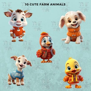 10 Cute Farm Animals Clipart Pack INSTANT DOWNLOAD 10 Adorable Farm ...