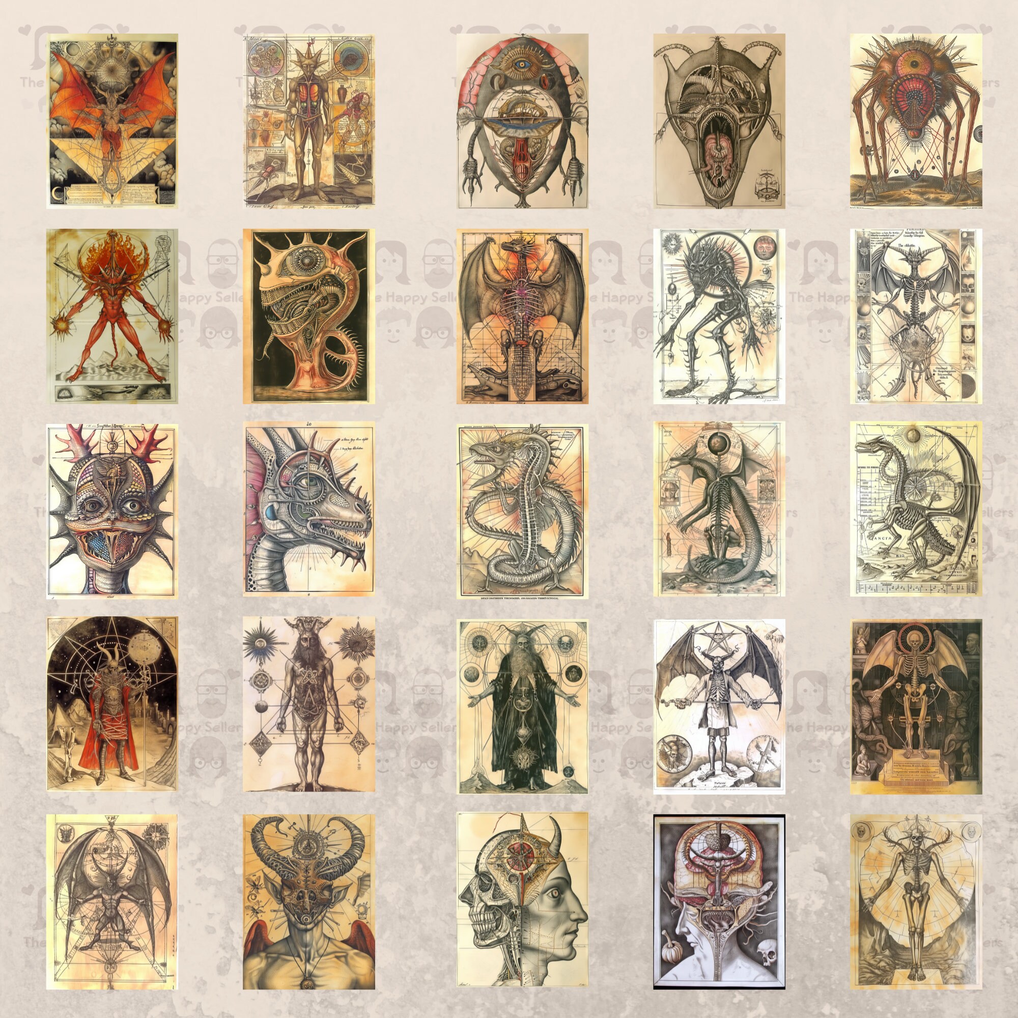 65 Weird Fantasy Anatomical Documents Clipart Pack INSTANT DOWNLOAD 65 ...