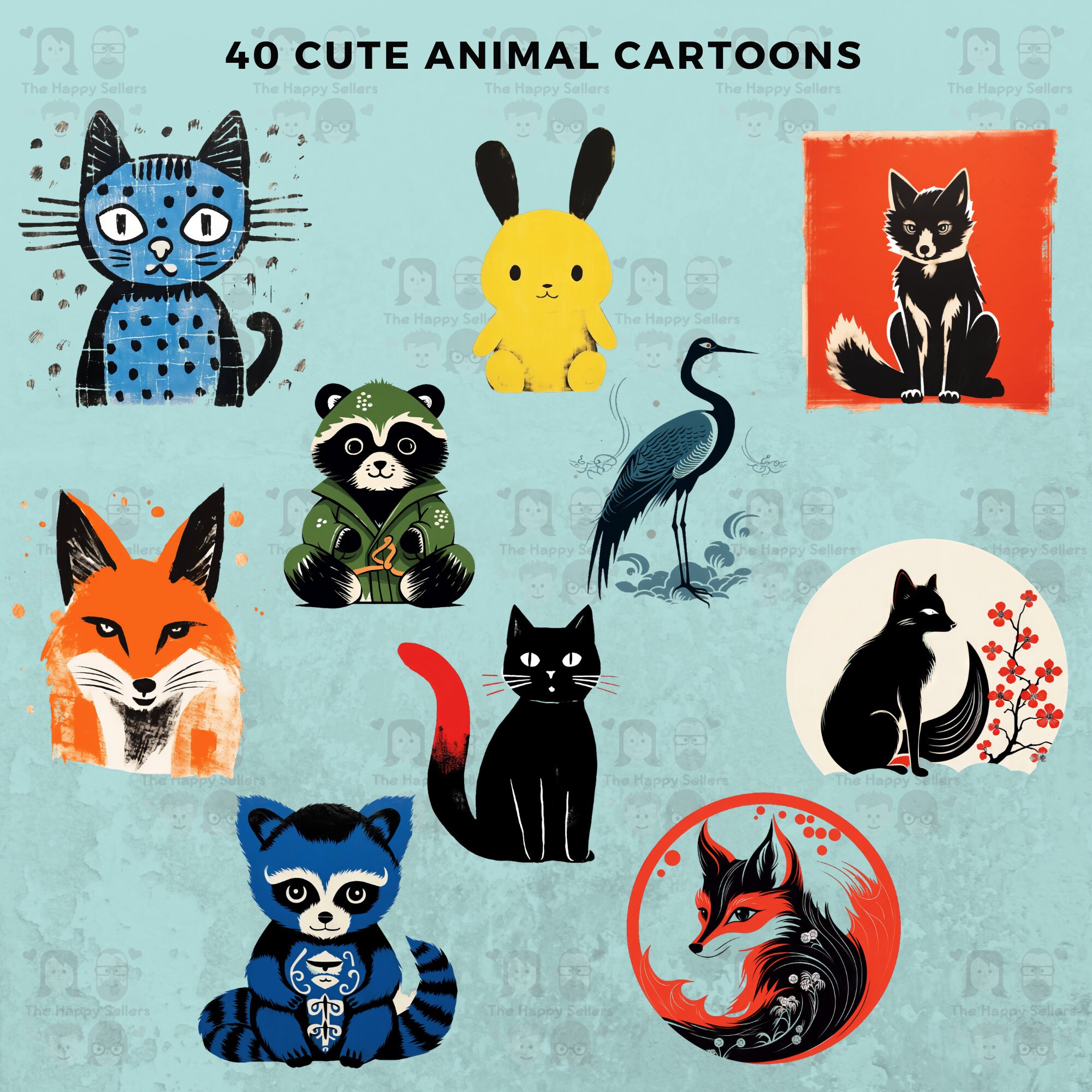 40 Cute Animal Cartoons Clipart Pack INSTANT DOWNLOAD 40 - Etsy
