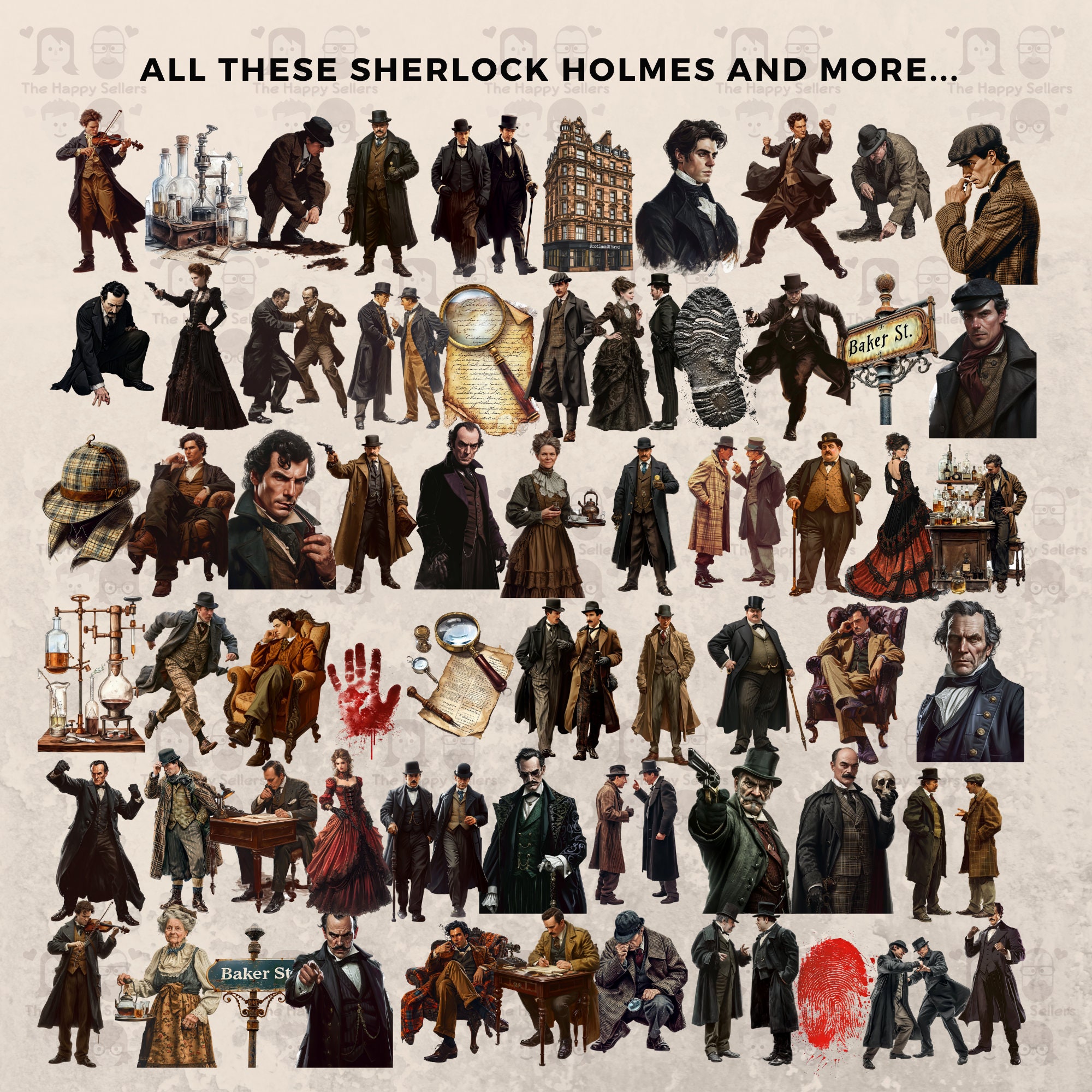 128 Sherlock Holmes Clipart Bundle Instant Download, Detective ...