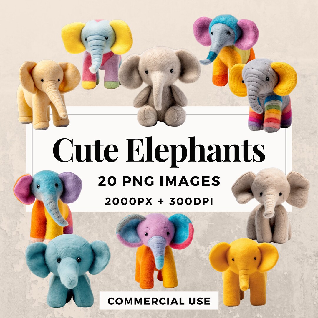 20 Cute Elephants Clipart Pack INSTANT DOWNLOAD 20 Adorable Elephant ...