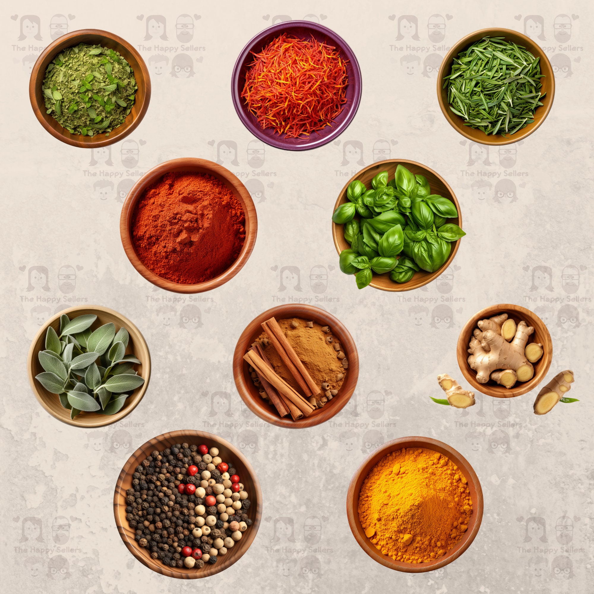 40 Spice Bowls Clipart Pack INSTANT DOWNLOAD 40 Vibrant Spice Bowl ...