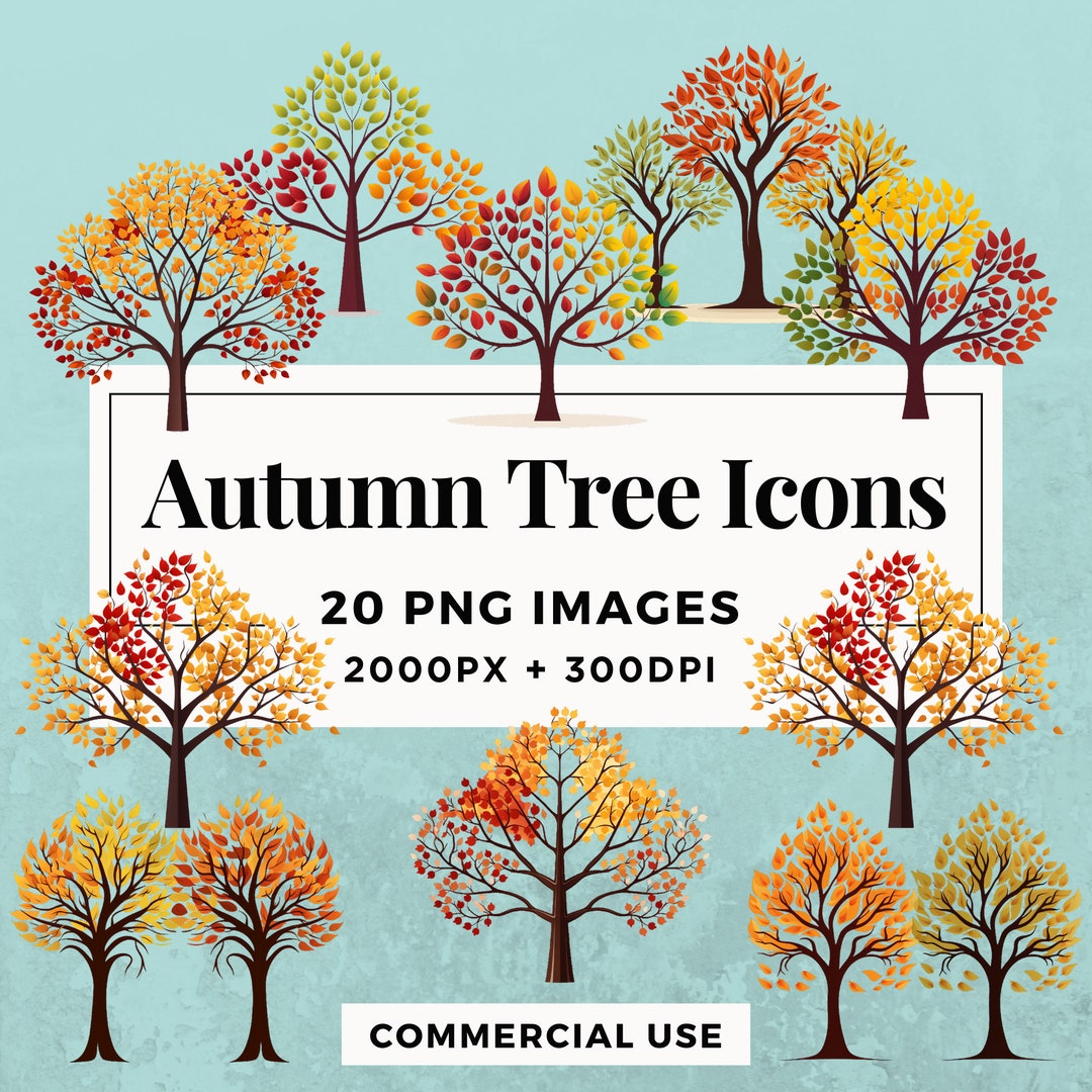 20 Autumn Tree Icons Clipart Pack INSTANT DOWNLOAD 20 Autumn Tree Icon ...