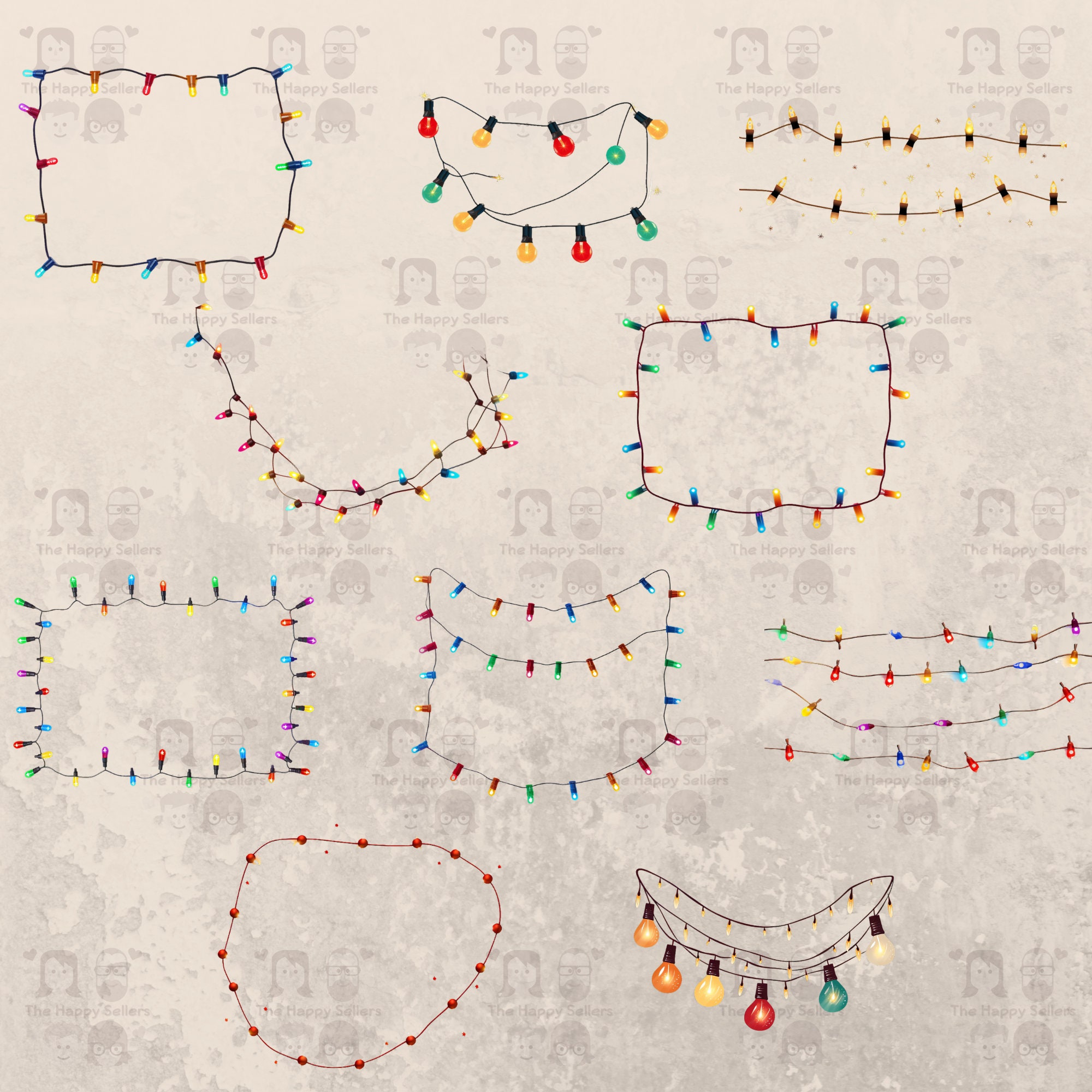 40 Christmas Lights Borders Clipart Pack INSTANT DOWNLOAD - Etsy