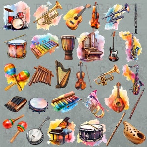 50 Musical Instruments Clipart Pack INSTANT DOWNLOAD 50 Musical ...