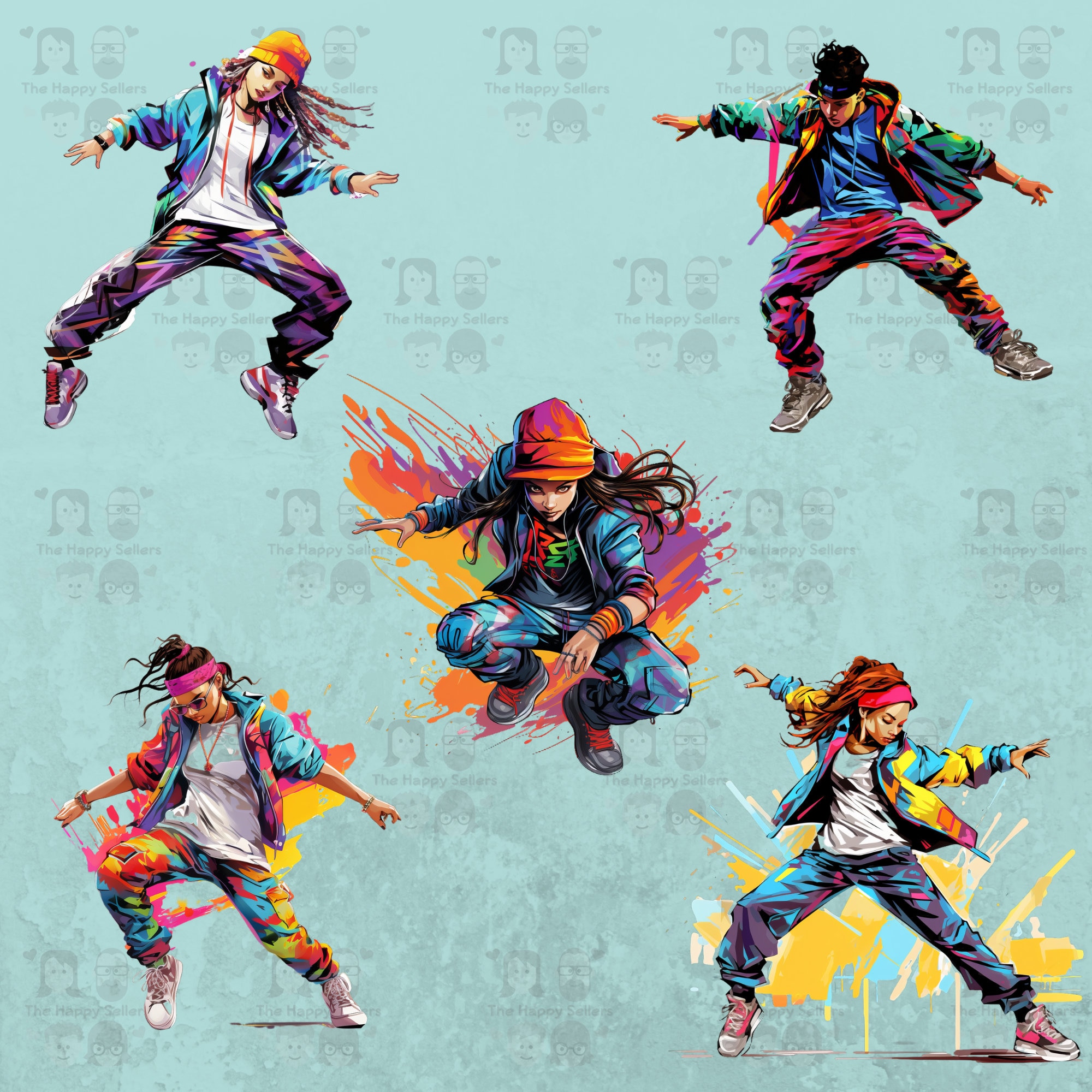 20 Hip Hop Dancers Clipart Pack INSTANT DOWNLOAD 20 Hip Hop Dance ...