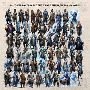 182 Fantasy RPG Snow Land Characters Clipart Bundle - Instant Download ...