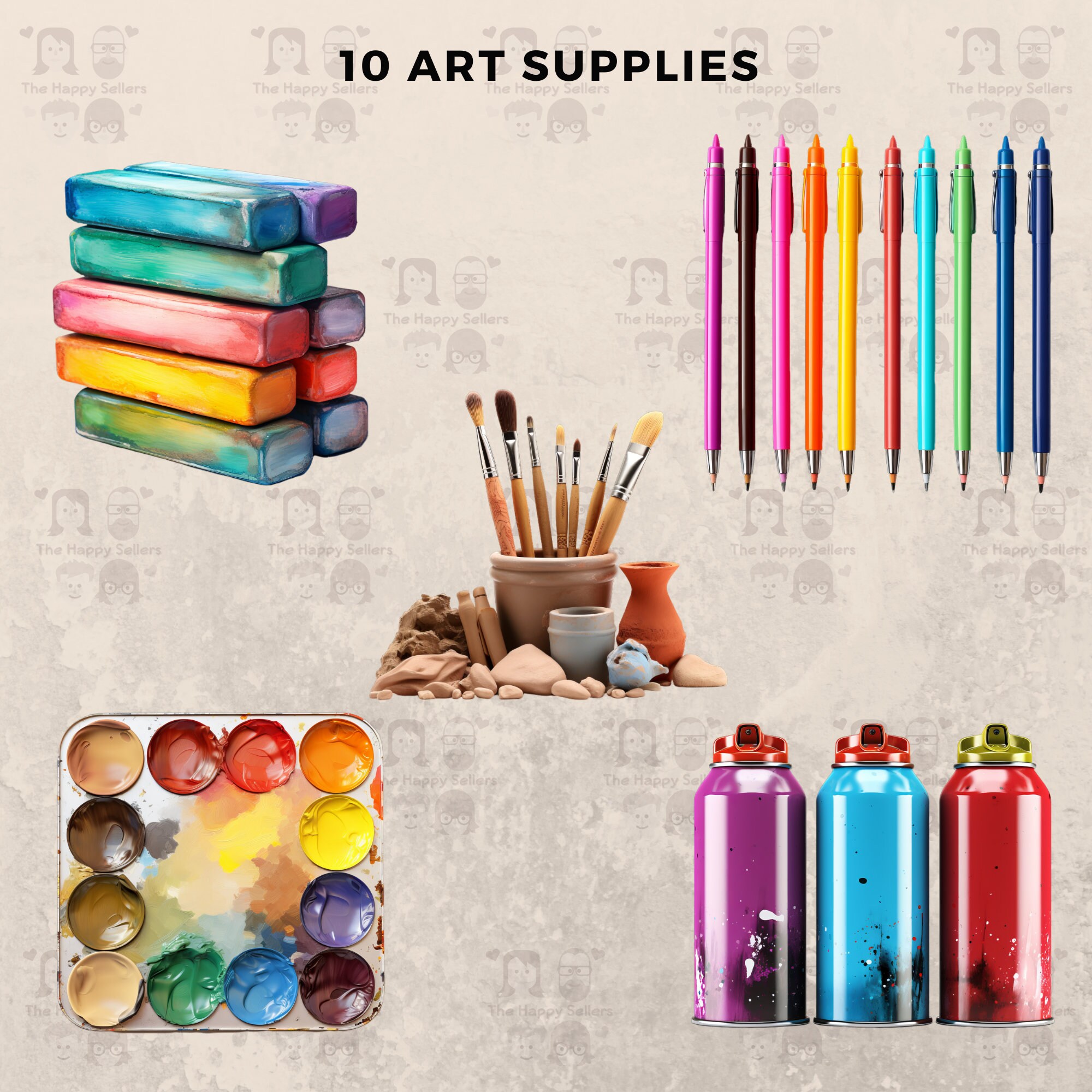 10 Art Supplies Clipart Pack INSTANT DOWNLOAD 10 Creative - Etsy