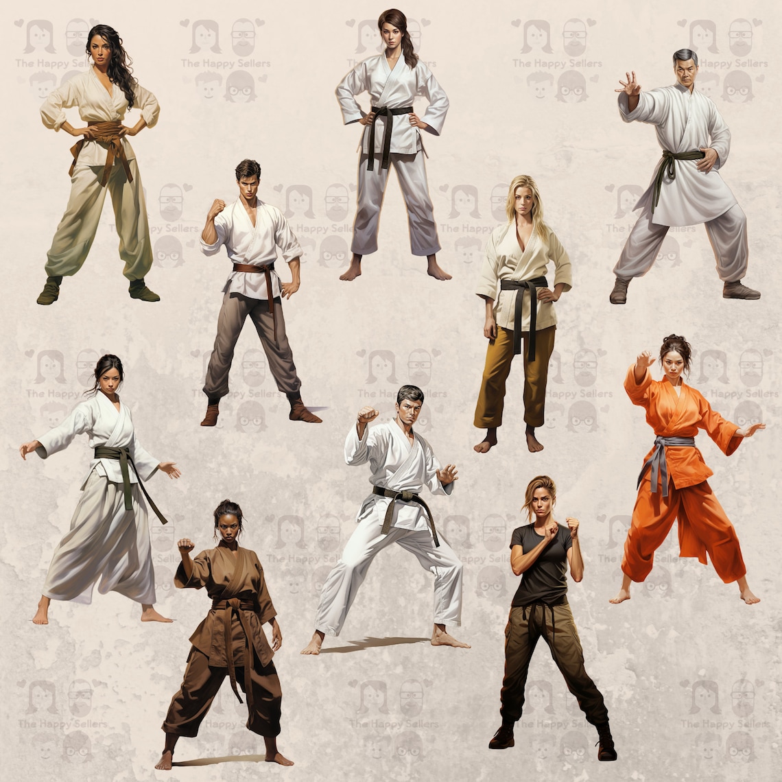 40 Martial Artists Clipart Pack INSTANT DOWNLOAD 40 Dynamic - Etsy