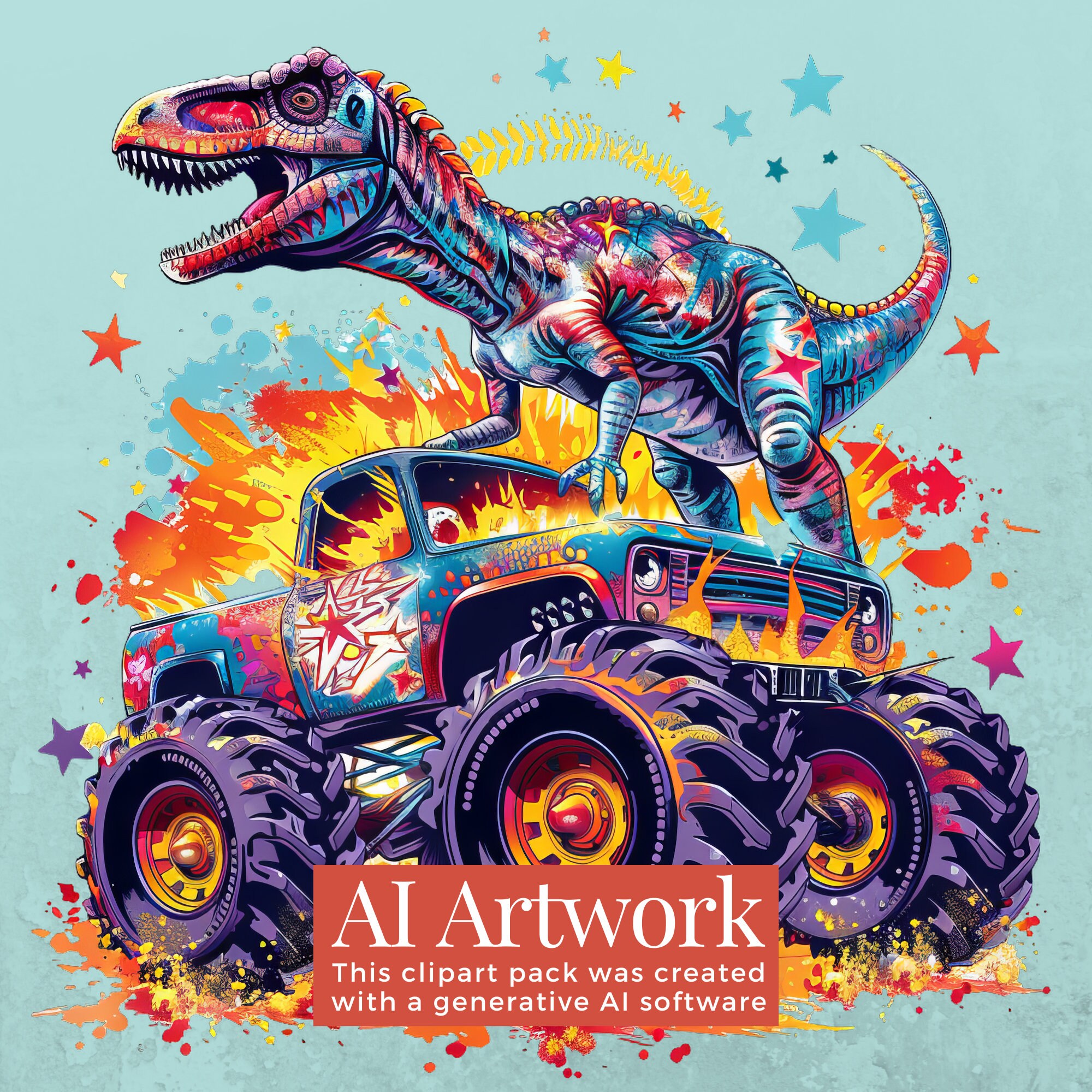 30 Monster Truck Dinos Clipart Pack - INSTANT DOWNLOAD, PNG Transparent ...