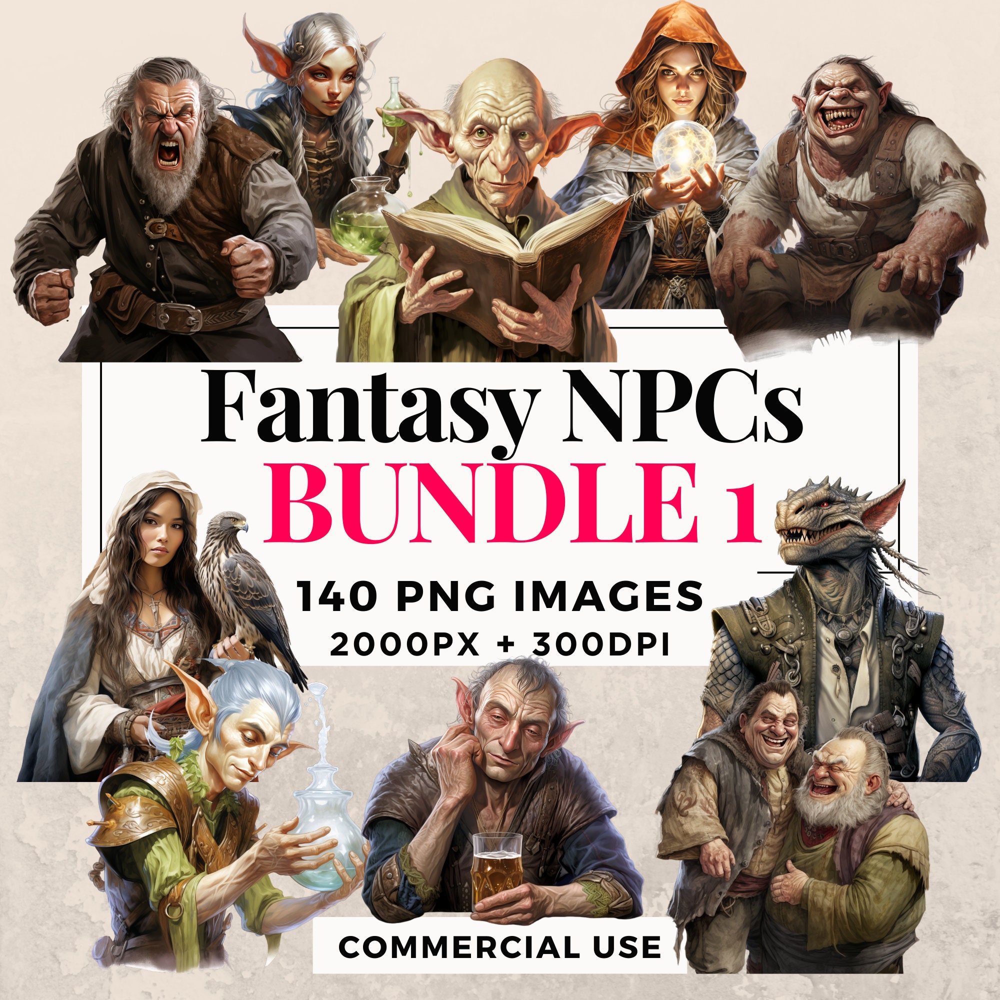140 Fantasy Npcs Clipart Bundle 1 Instant Download, Character Illustrations, PNG Images ...