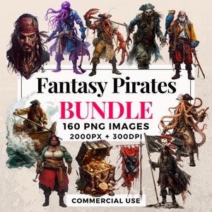 160 Fantasy Pirates Clipart Bundle - Instant Download, Pirate ...