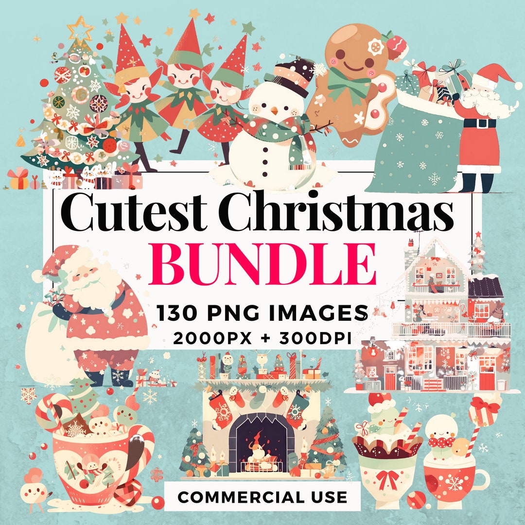 130 Cutest Christmas Clipart Bundle - Instant Download, Holiday ...