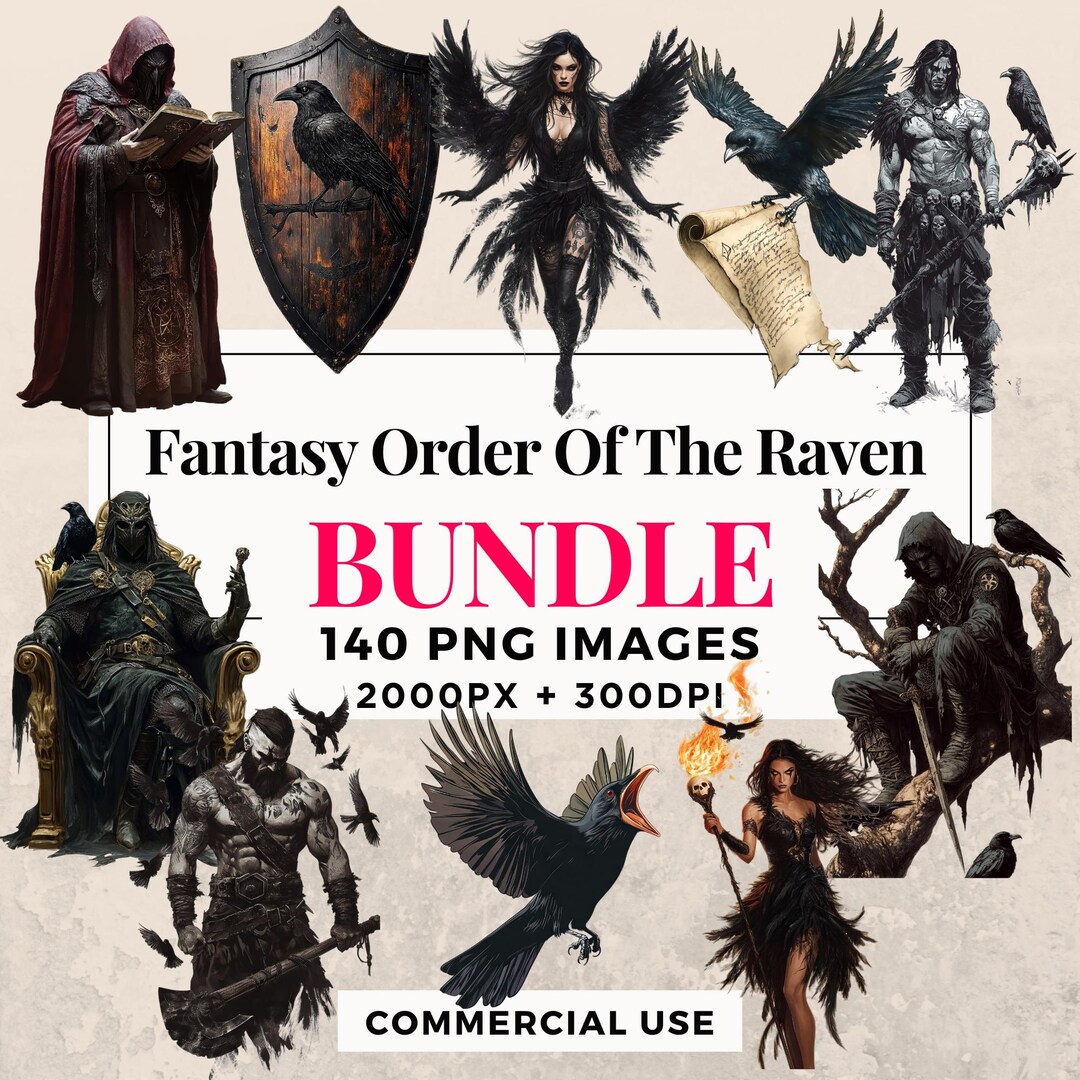 140 Fantasy Order of the Raven Clipart Bundle - Instant Download, PNG ...
