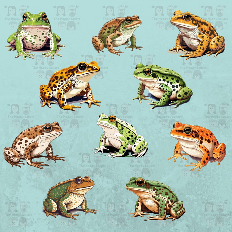 30 Toads Clipart Pack INSTANT DOWNLOAD 30 Whimsical Toad Illustrations ...