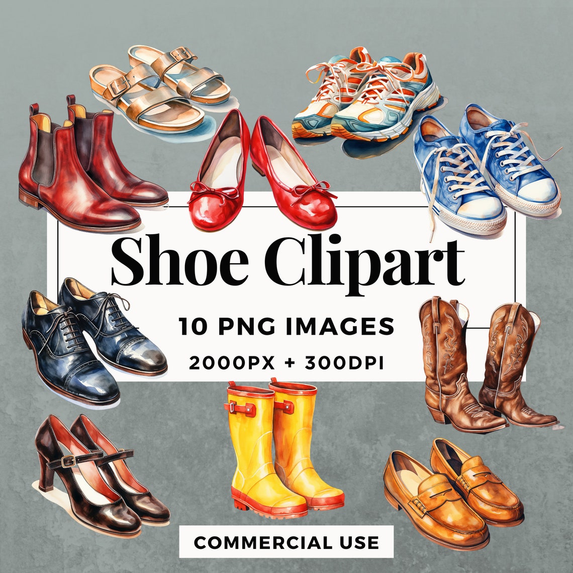 10 Shoe Clipart Pack INSTANT DOWNLOAD 10 Stylish Shoe Illustrations ...