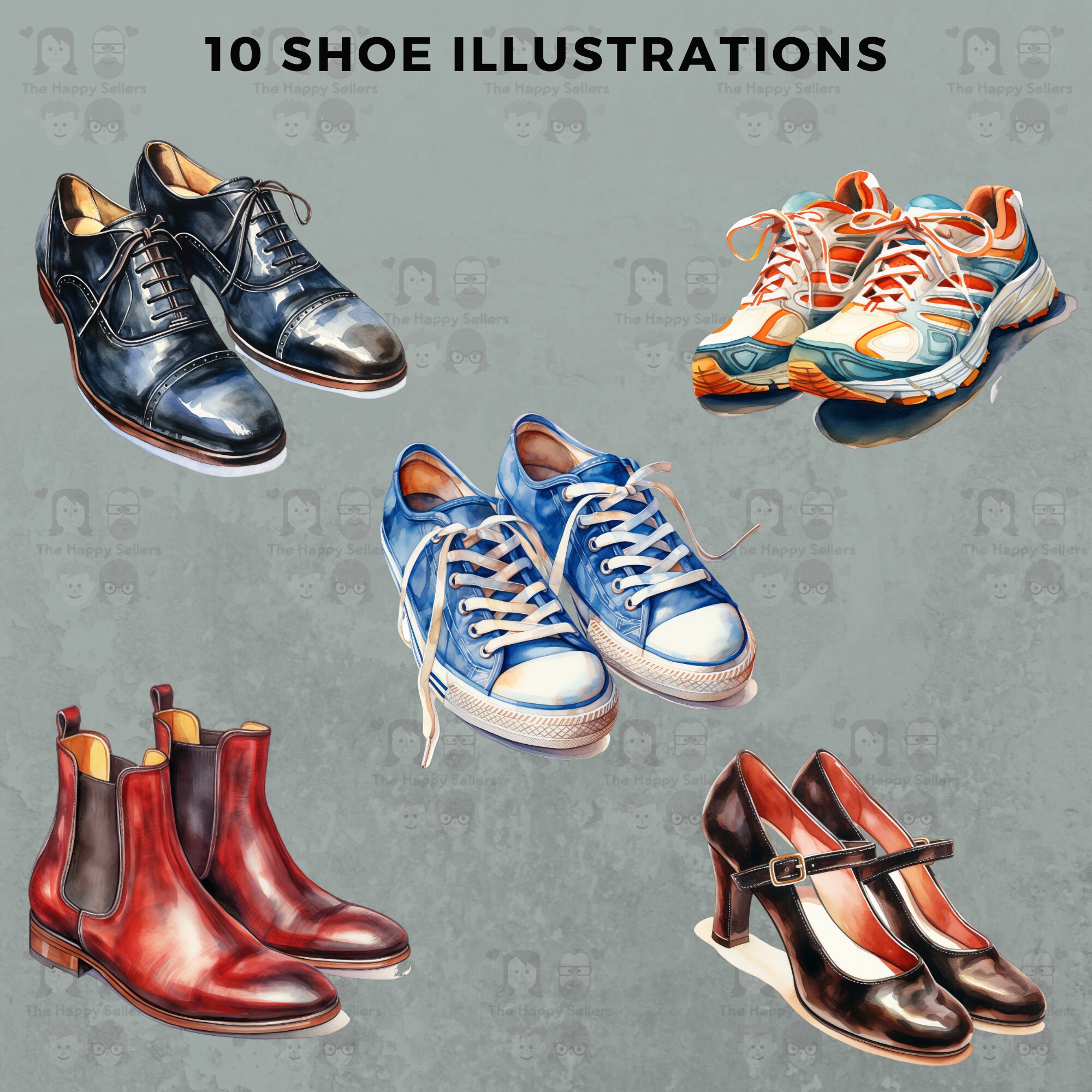 10 Shoe Clipart Pack INSTANT DOWNLOAD 10 Stylish Shoe Illustrations ...