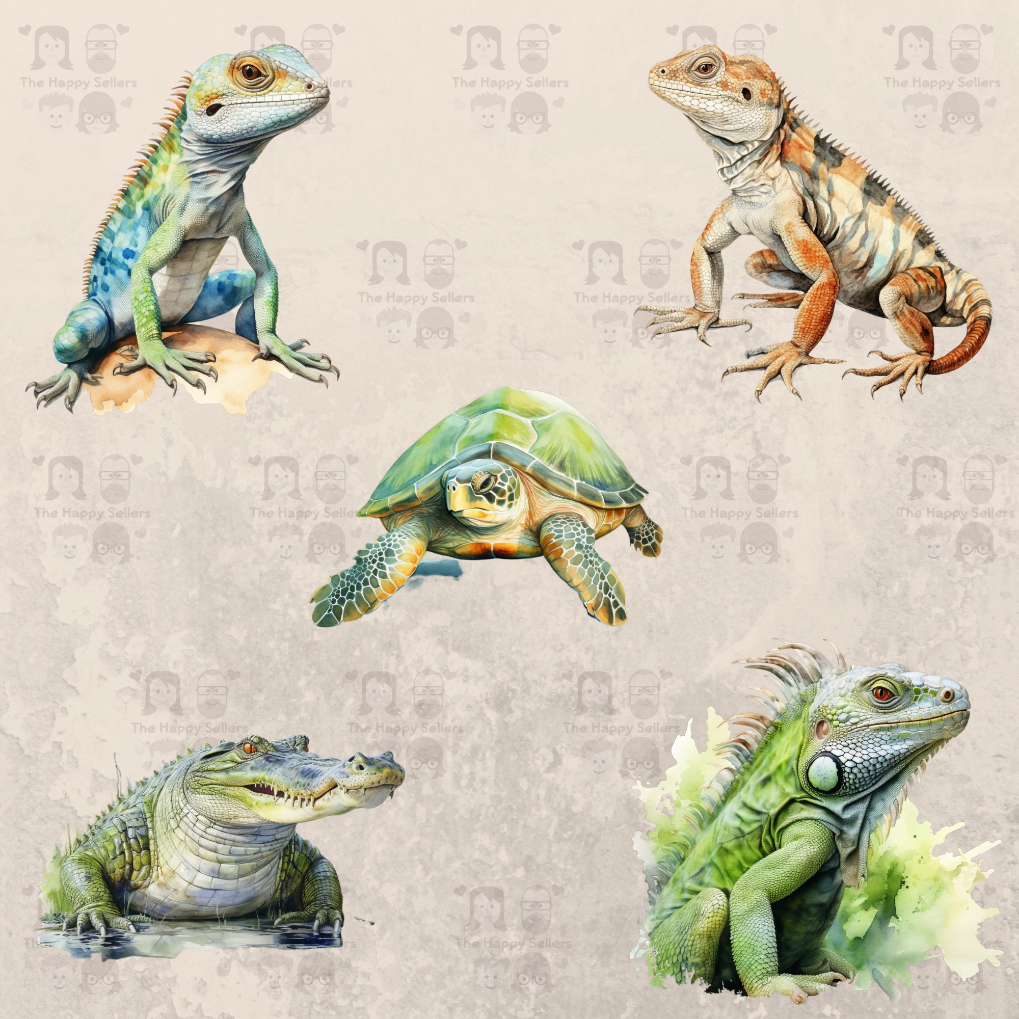 20 Reptiles and Amphibians Clipart Pack Instant Download, PNG Images ...