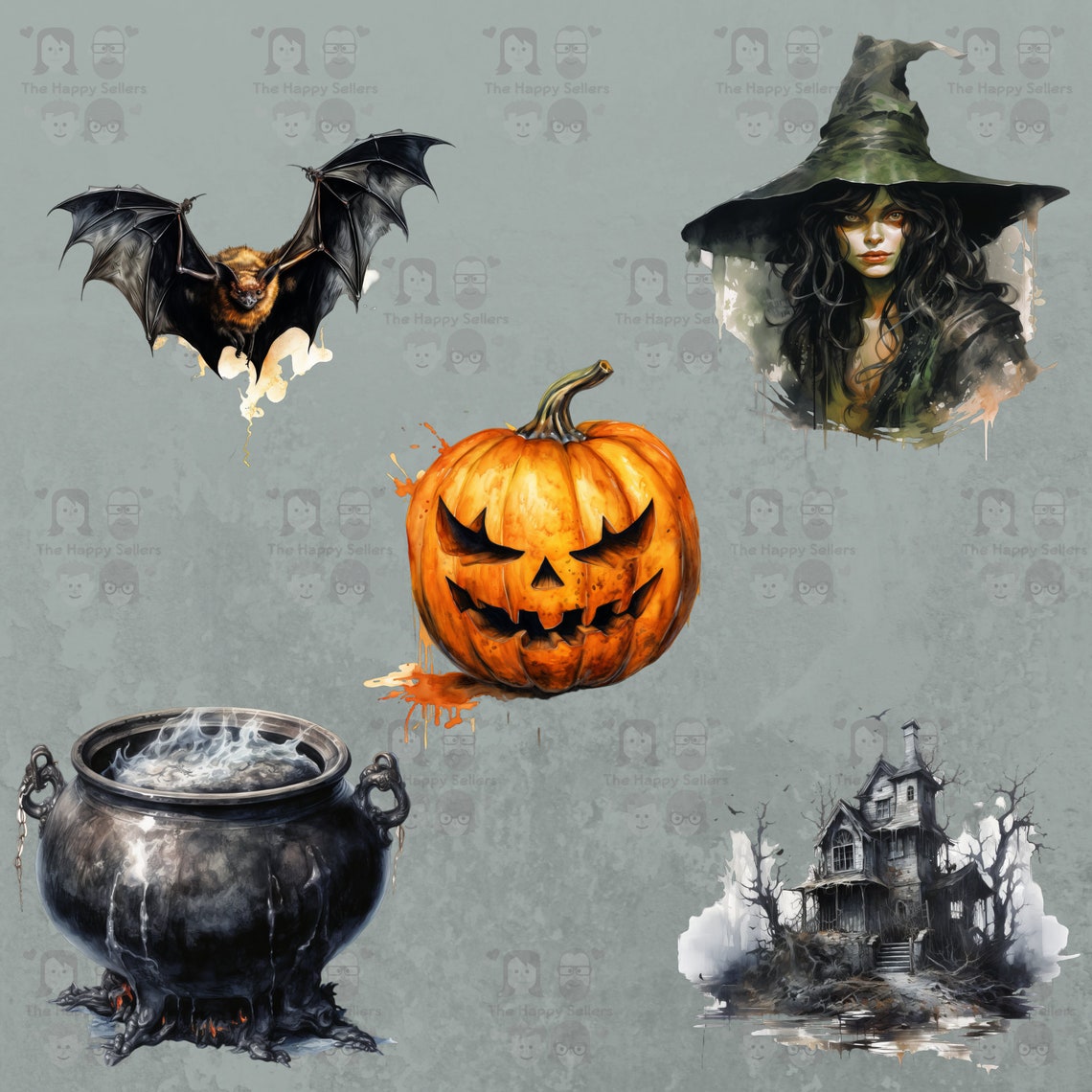 10 Spooky Halloween Clipart Pack INSTANT DOWNLOAD 10 Halloween ...