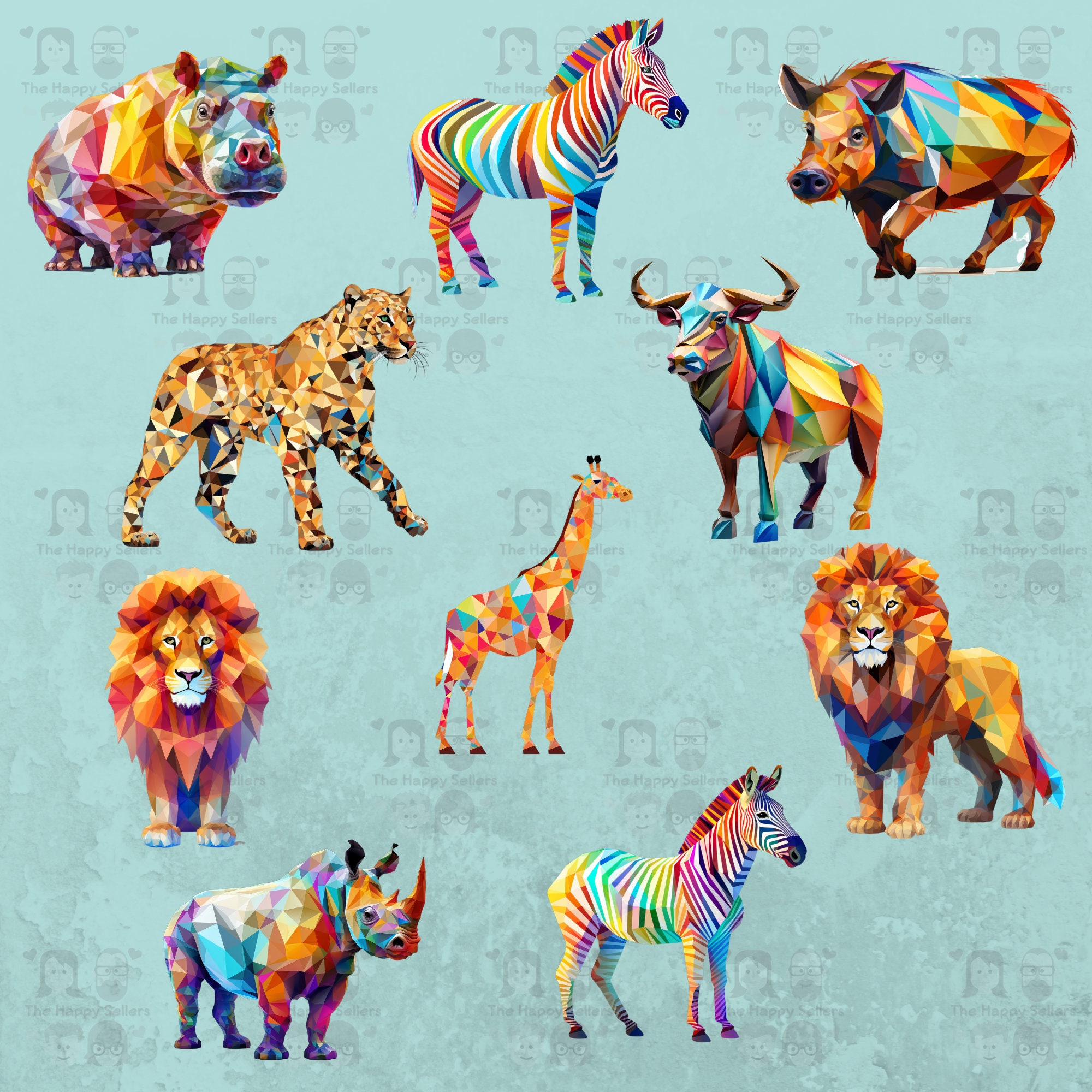30 Colorful Safari Animals Clipart Pack INSTANT DOWNLOAD 30 Safari ...