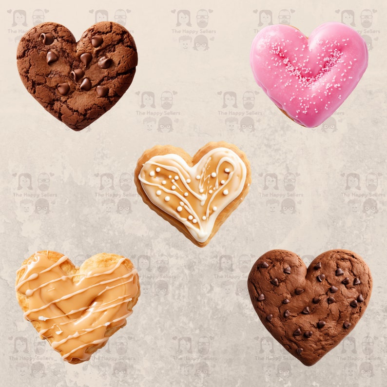 20 Heart Cookies Clipart Pack INSTANT DOWNLOAD 20 Heart-shaped Cookie ...