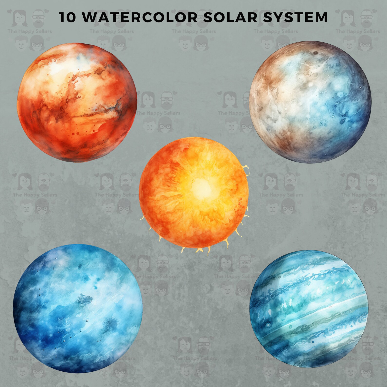 10 Watercolor Solar System Clipart Pack INSTANT DOWNLOAD 10 Solar ...