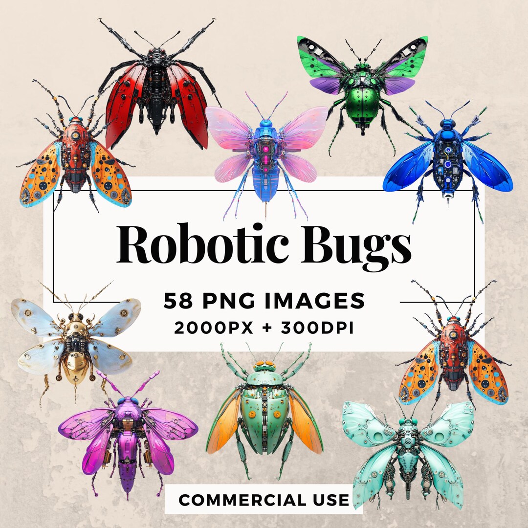 58 Robotic Bugs Clipart Pack INSTANT DOWNLOAD 58 Futuristic Bug ...