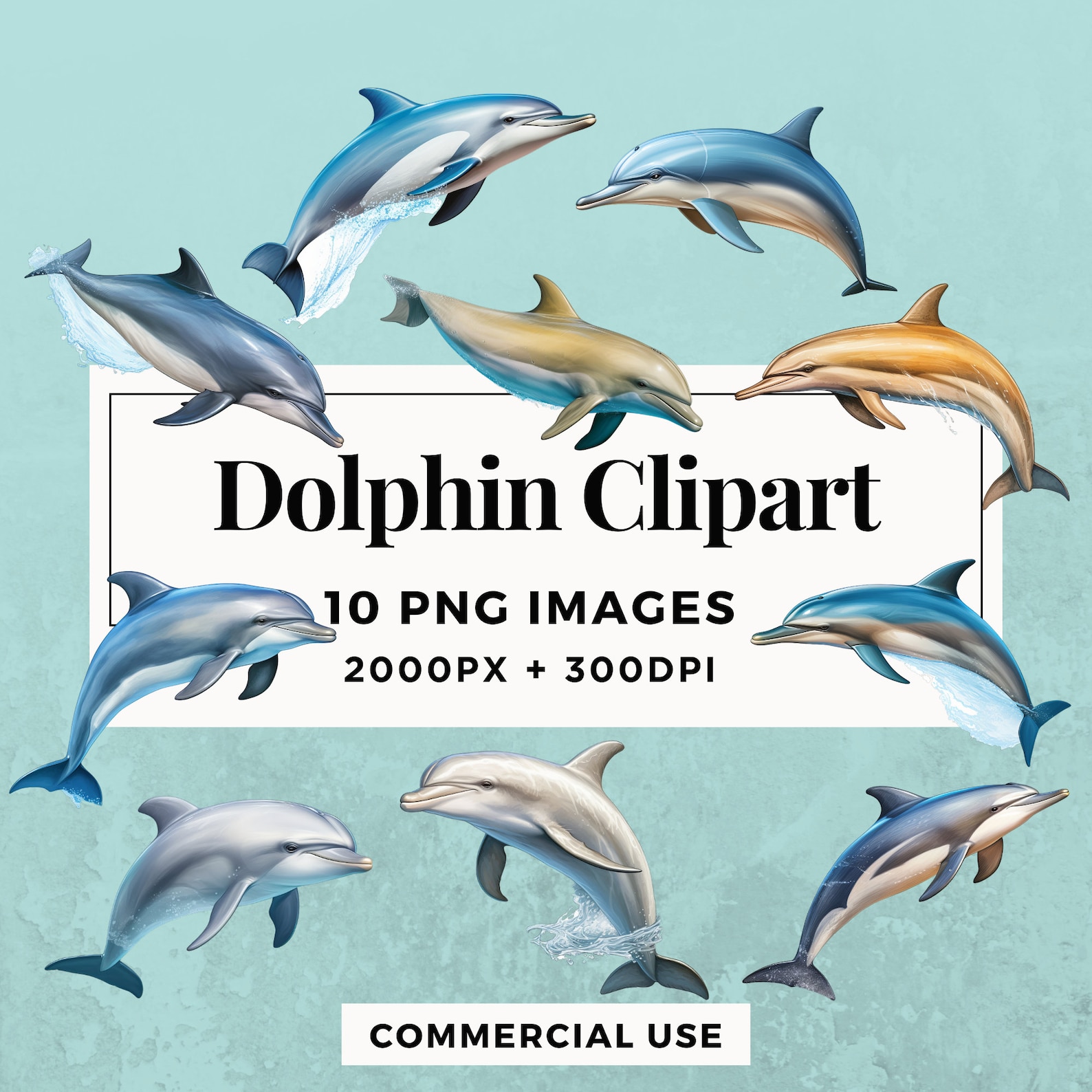10 Dolphin Clipart Pack INSTANT DOWNLOAD 10 Playful Dolphin ...