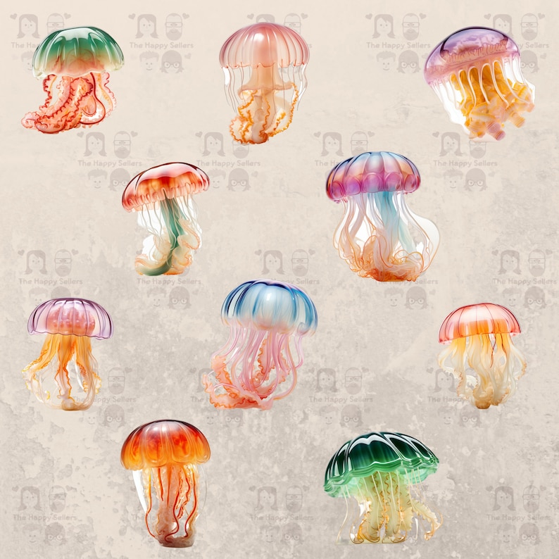 40 Colorful Jellyfish Clipart Pack INSTANT DOWNLOAD 40 Vibrant ...