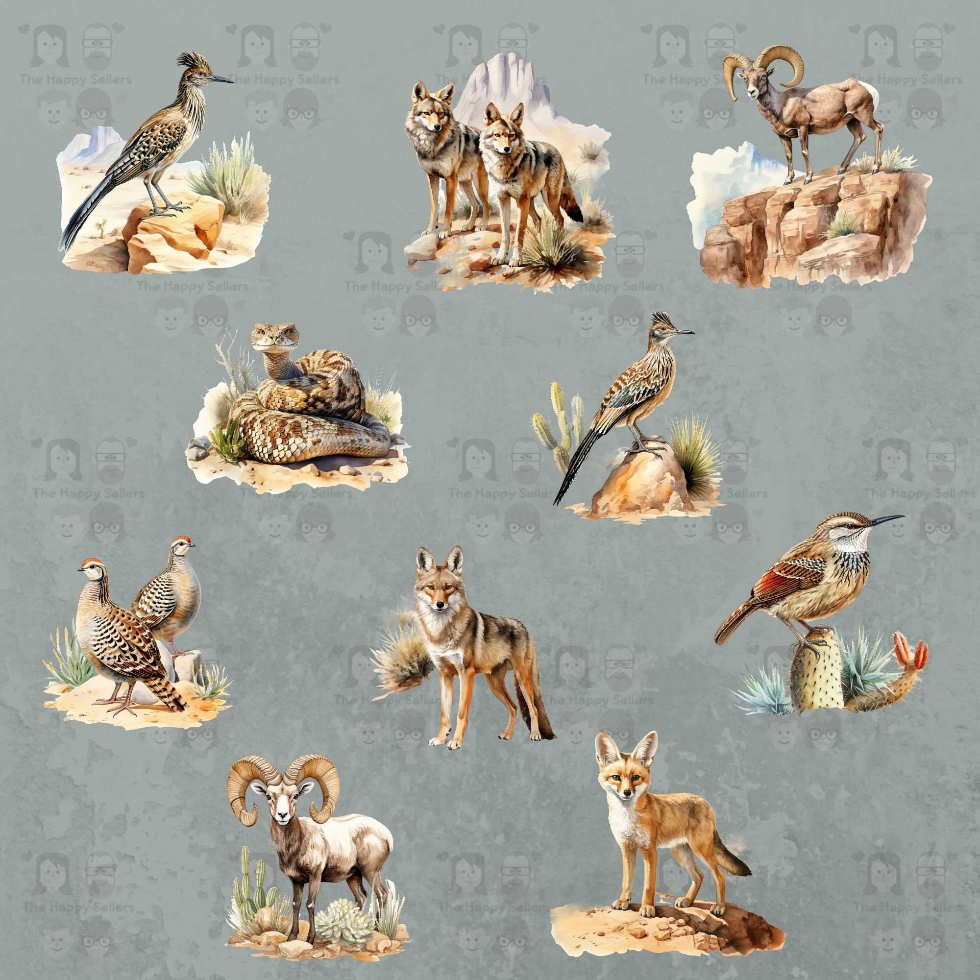 40 Watercolor Desert Animals Clipart Pack INSTANT DOWNLOAD Desert ...
