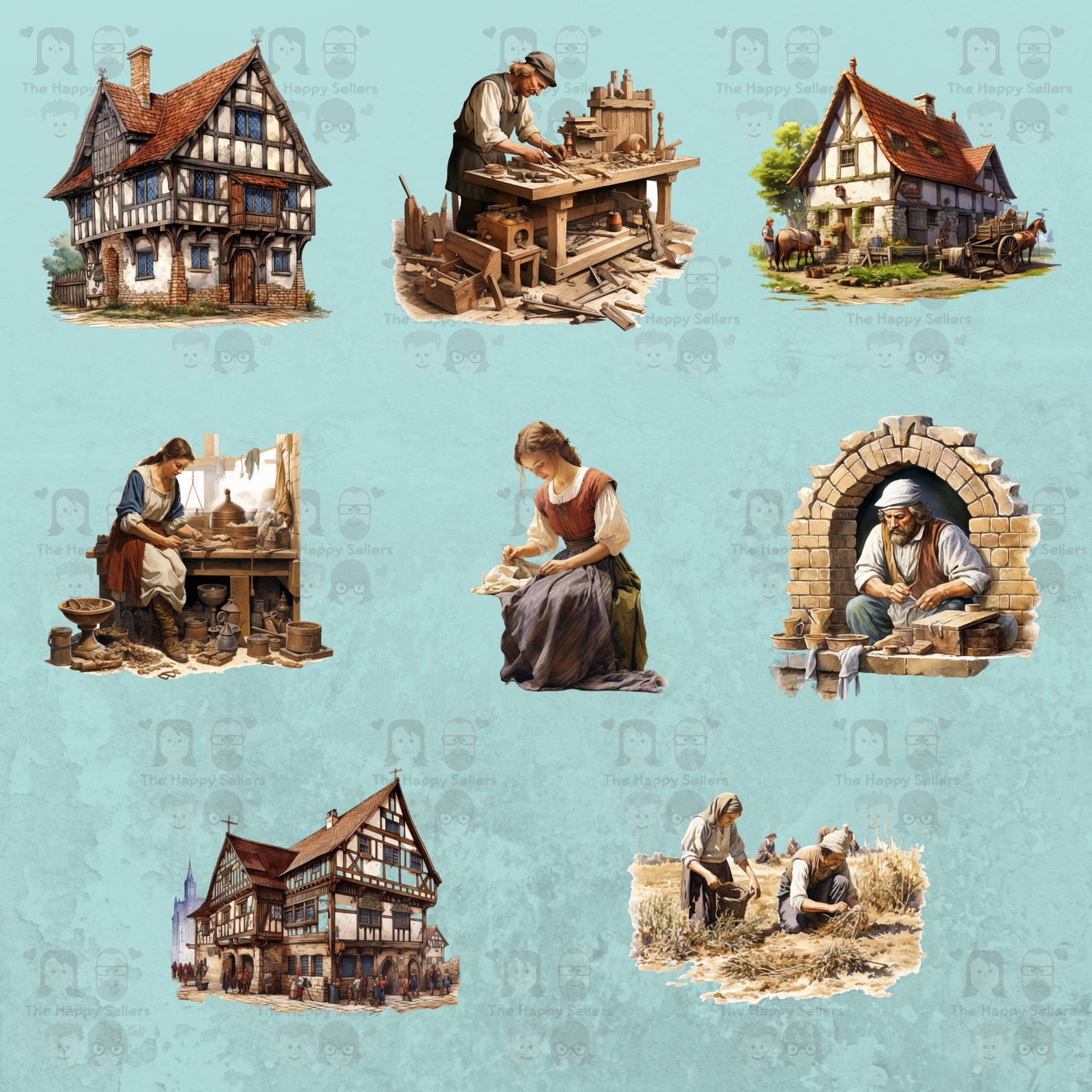 30 Medieval Life #2 Clipart Pack INSTANT DOWNLOAD 30 Medieval Life ...