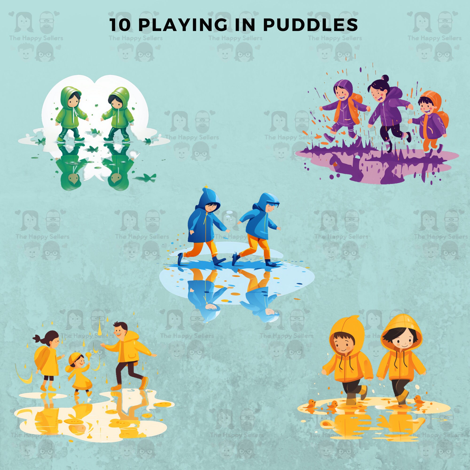 10 Playing in Puddles Clipart Pack INSTANT DOWNLOAD 10 Puddle - Etsy