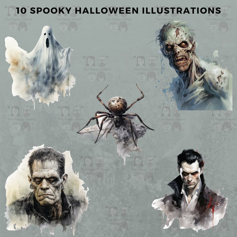 10 Spooky Halloween Clipart Pack INSTANT DOWNLOAD 10 Halloween ...