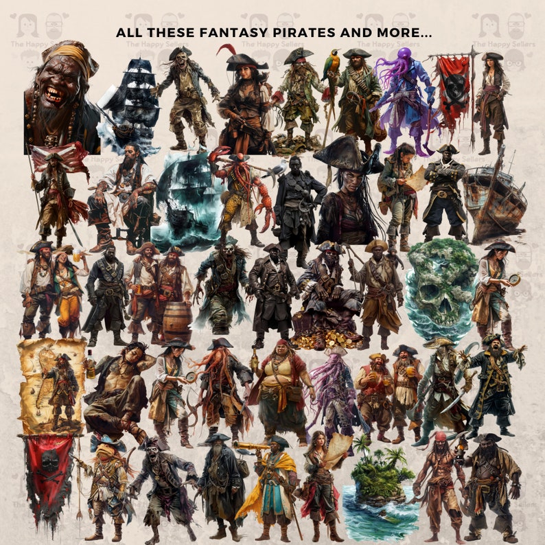 160 Fantasy Pirates Clipart Bundle Instant Download, Pirate ...