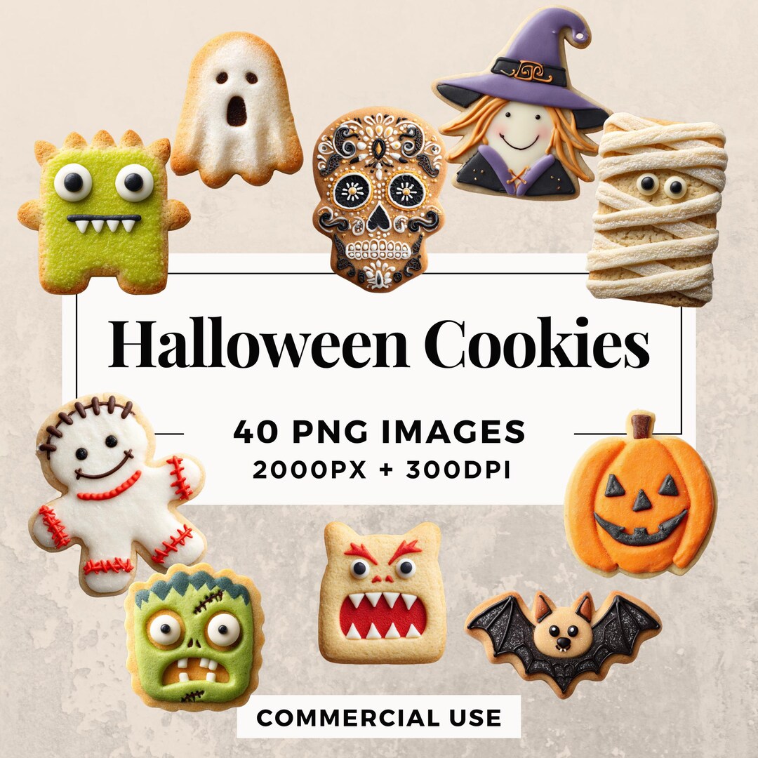 40 Halloween Cookies Clipart Pack INSTANT DOWNLOAD 40 Spooky Sweet ...