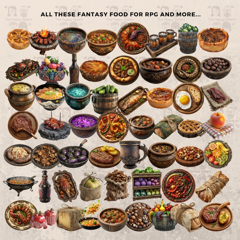 170 Fantasy Food for RPG Clipart Bundle - Instant Download, PNG Images ...
