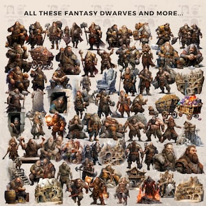 144 Fantasy Dwarves Clipart Bundle - Instant Download, Dwarf ...