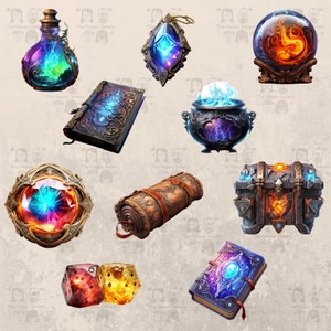 40 Fantasy Items Clipart Pack INSTANT DOWNLOAD 40 Magical Illustrations ...